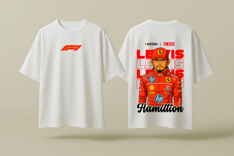 LEWIS HAMILTON ANIME | WHITE OVERSIZED FIT TEE – DRIFTSHOP